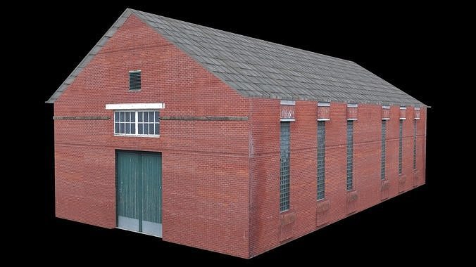 3D model Fire Station Brick Building Low Poly VR / AR / low-poly | CGTrader