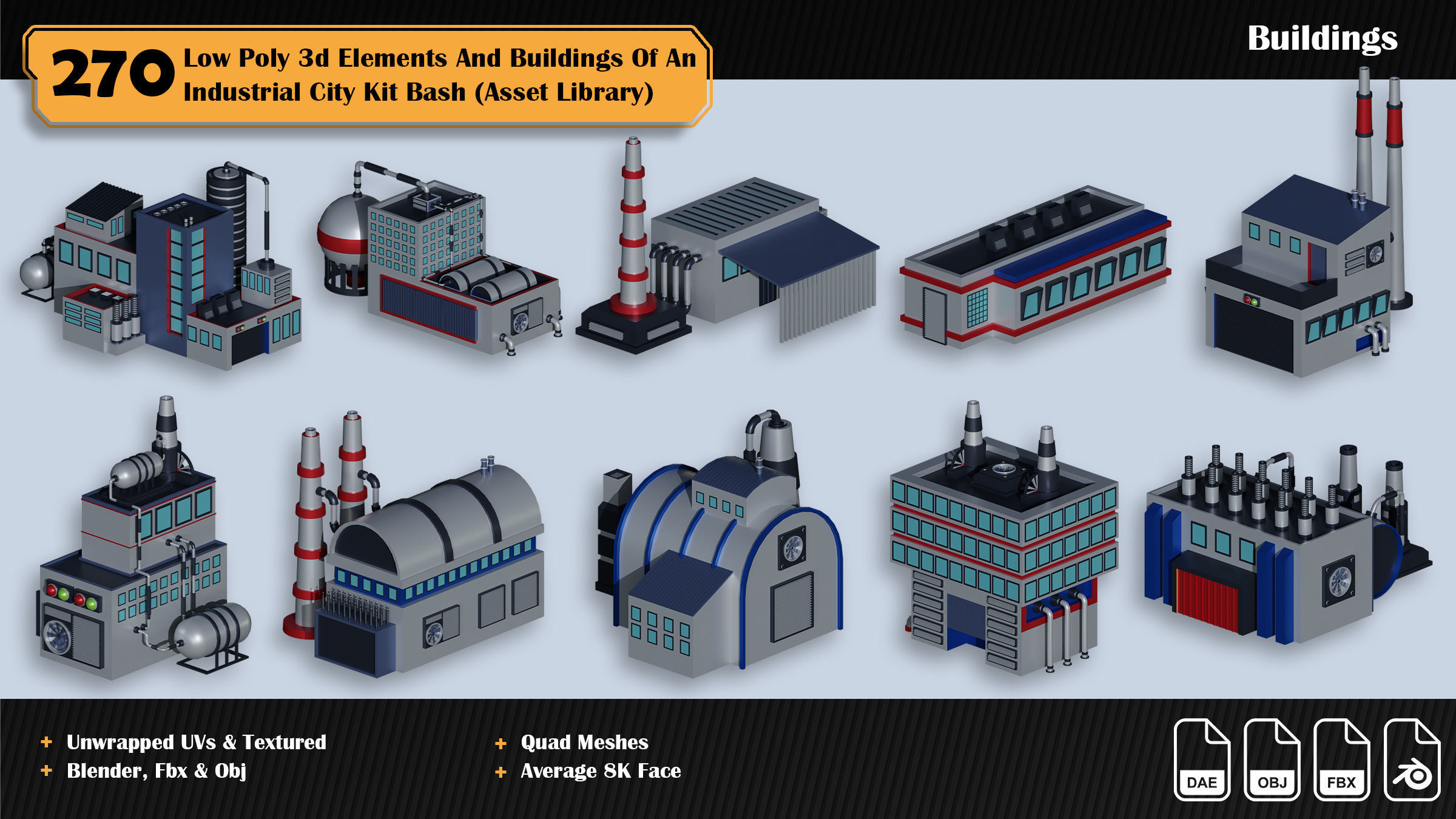 3D model Industrial low poly kit bash VR / AR / low-poly | CGTrader