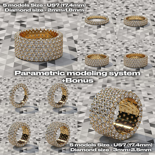 ANY SIZE Infinity Rings parametric modeling Program 3D model 3D ...