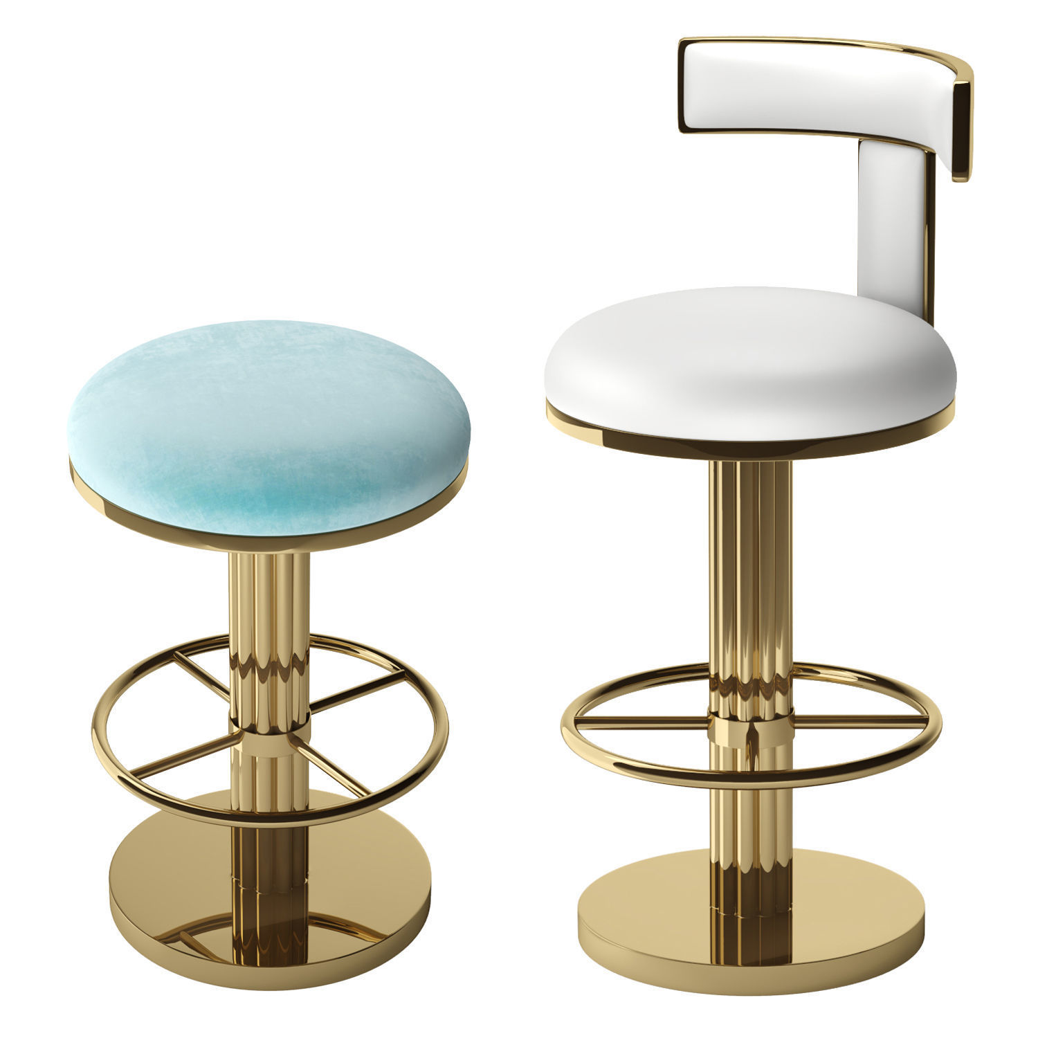 Modern Brushed Gold bar chair 3D model | CGTrader