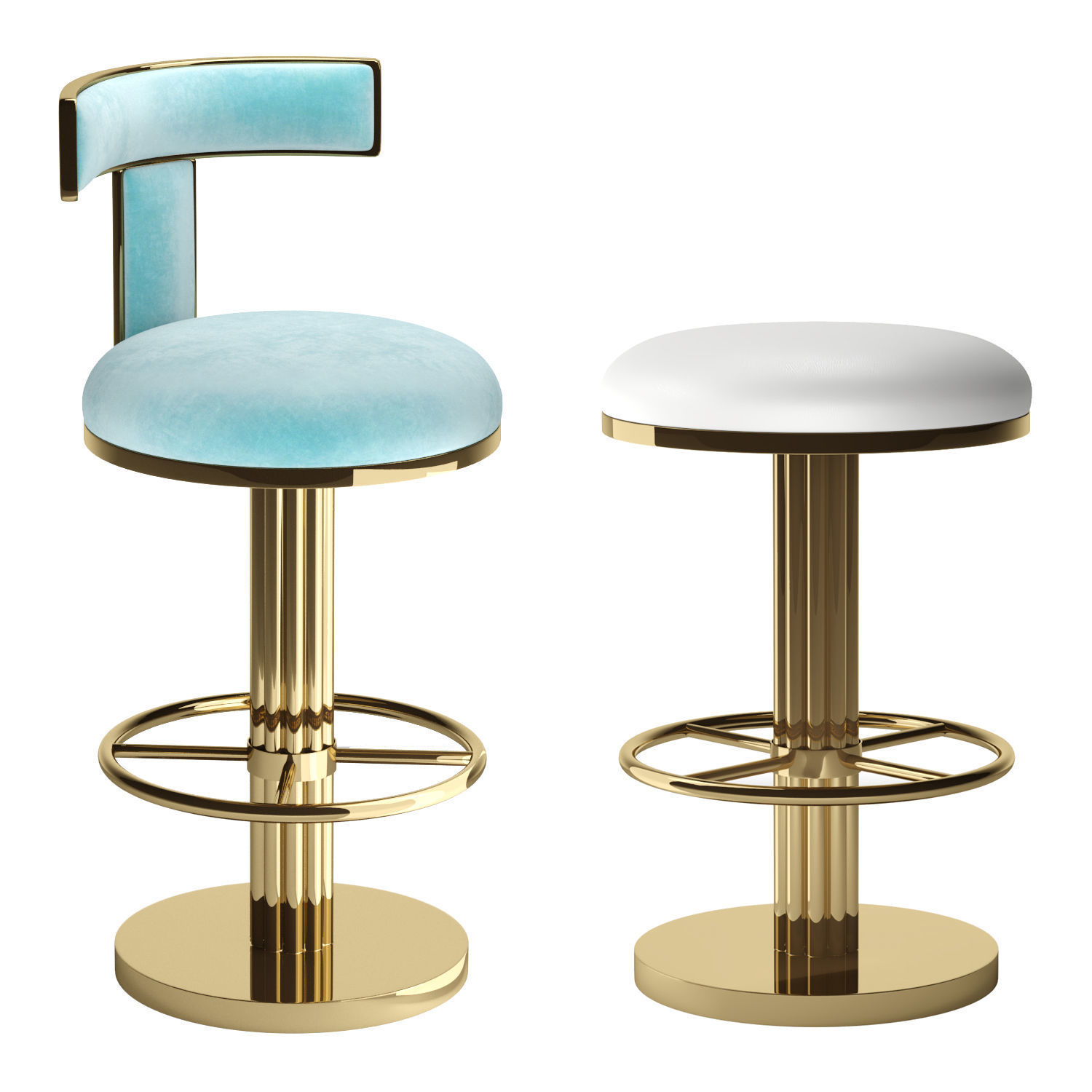 Modern Brushed Gold bar chair 3D model | CGTrader