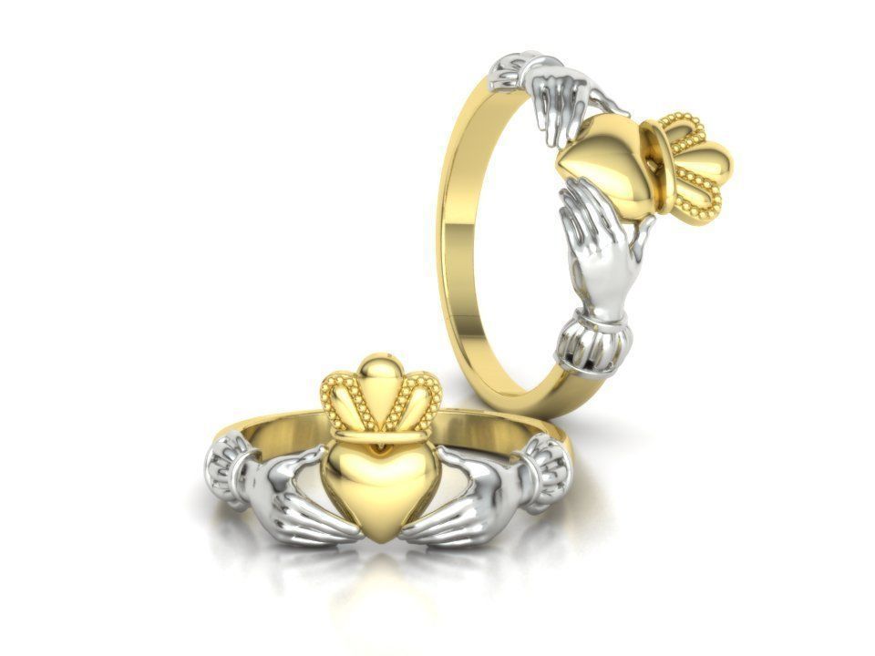 Claddagh Ring TwoTone Unique design ring 3dmodel 3D model 3D printable | CGTrader