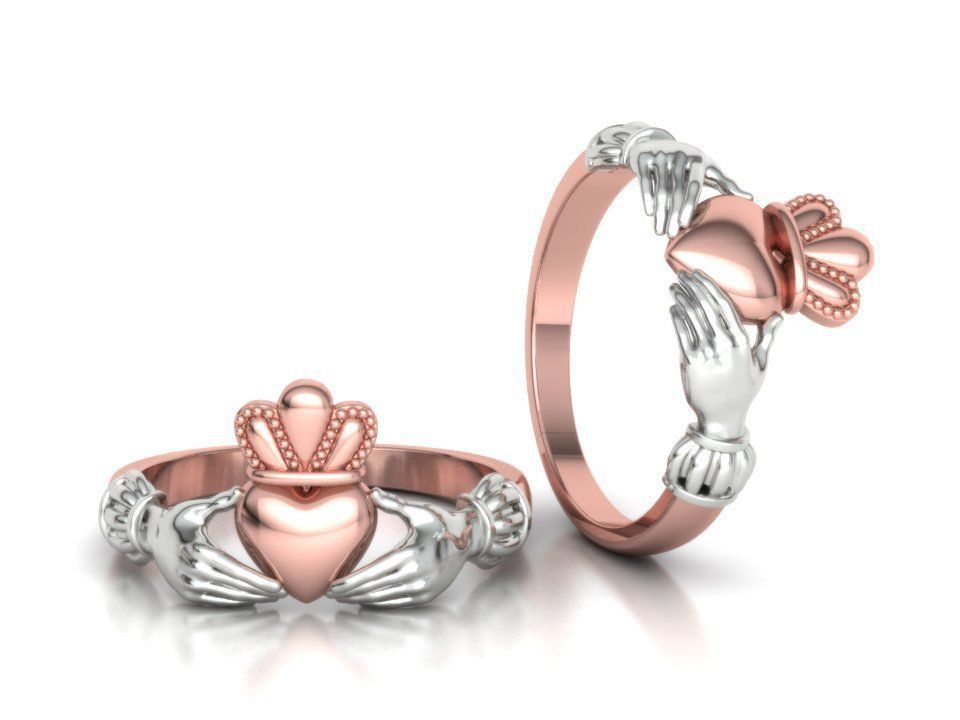 Claddagh Ring TwoTone Unique design ring 3dmodel 3D model 3D printable | CGTrader