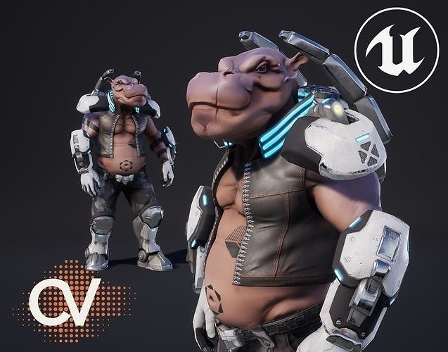 3D model Space Hippo Sci-Fi game Ready VR / AR / low-poly | CGTrader