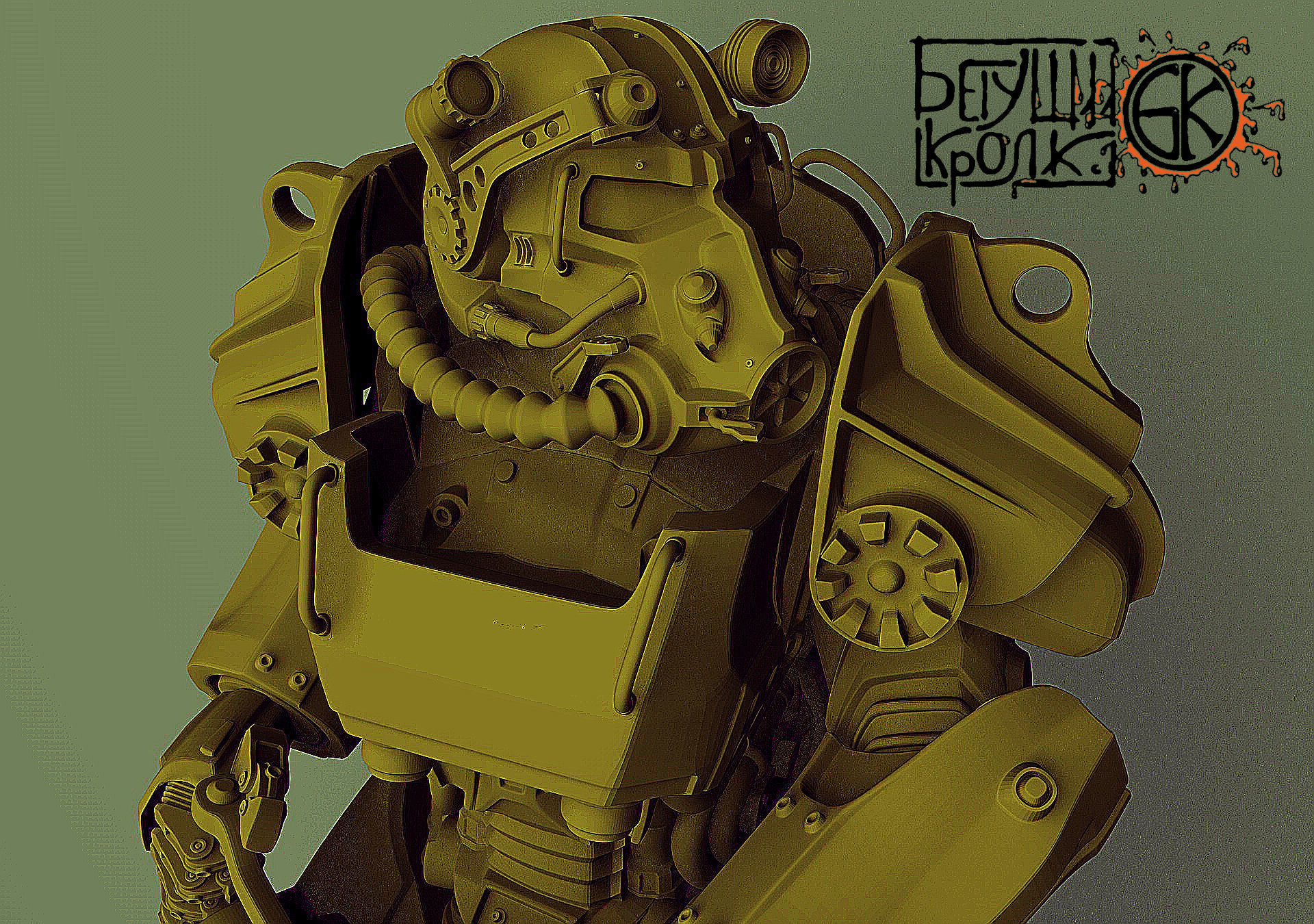 T-60 armor Minigun Fallout 4 Scale 2 3D model 3D printable | CGTrader