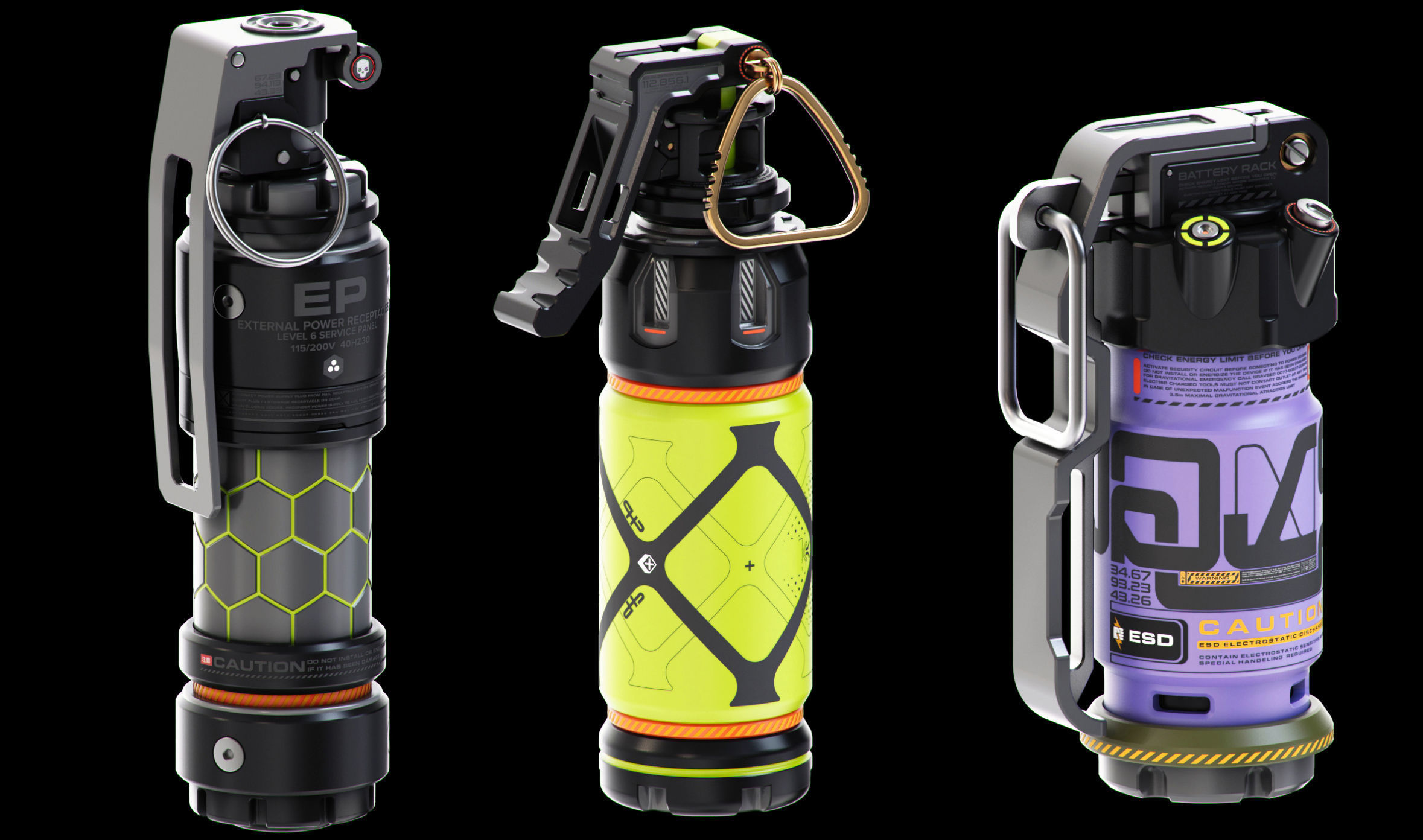 Sci-Fi Grenades Set Kitbash 3D model | CGTrader