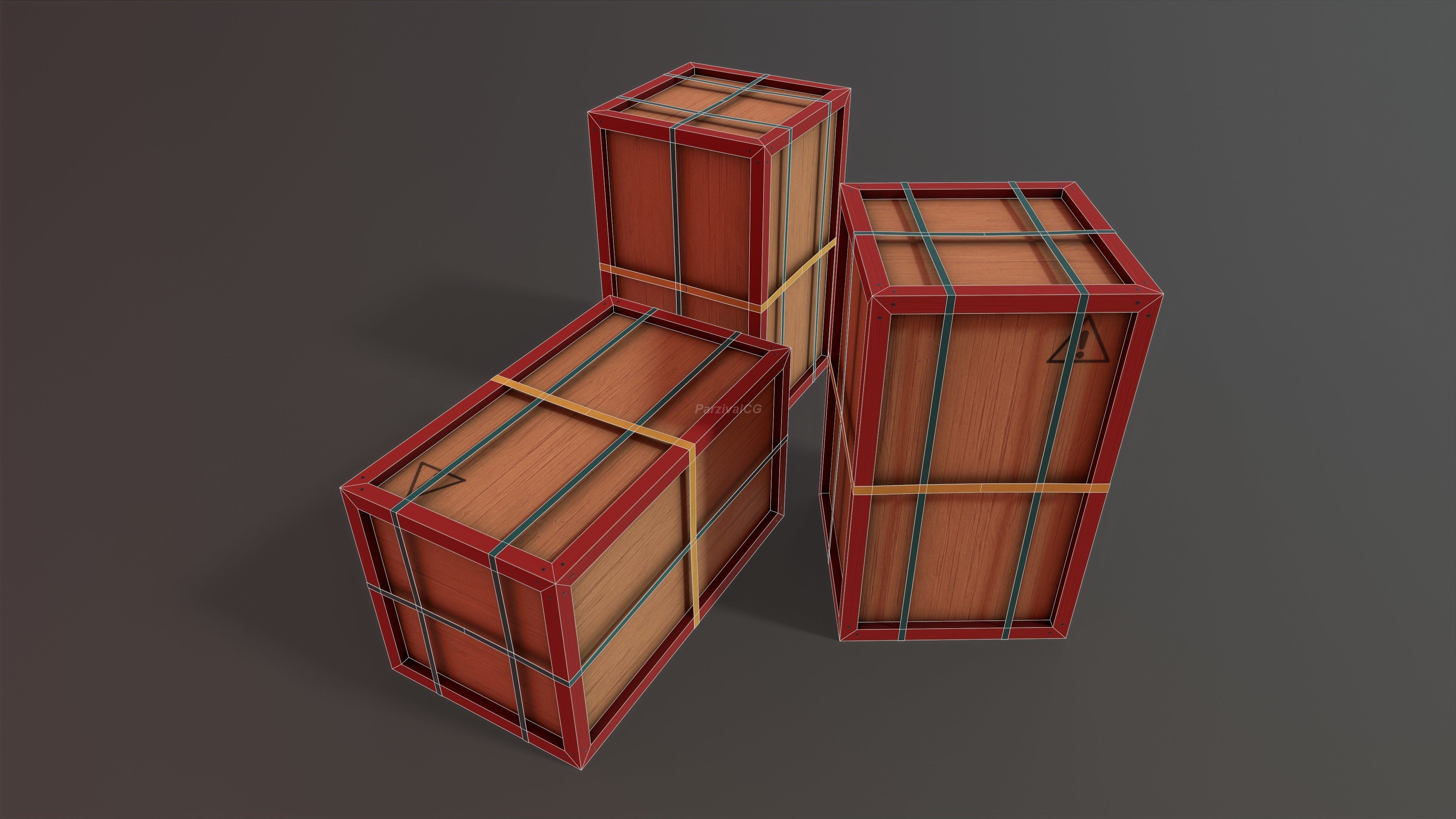 3D model Stylized Wooden Shipping Crate 4K Game-Ready VR / AR / low ...