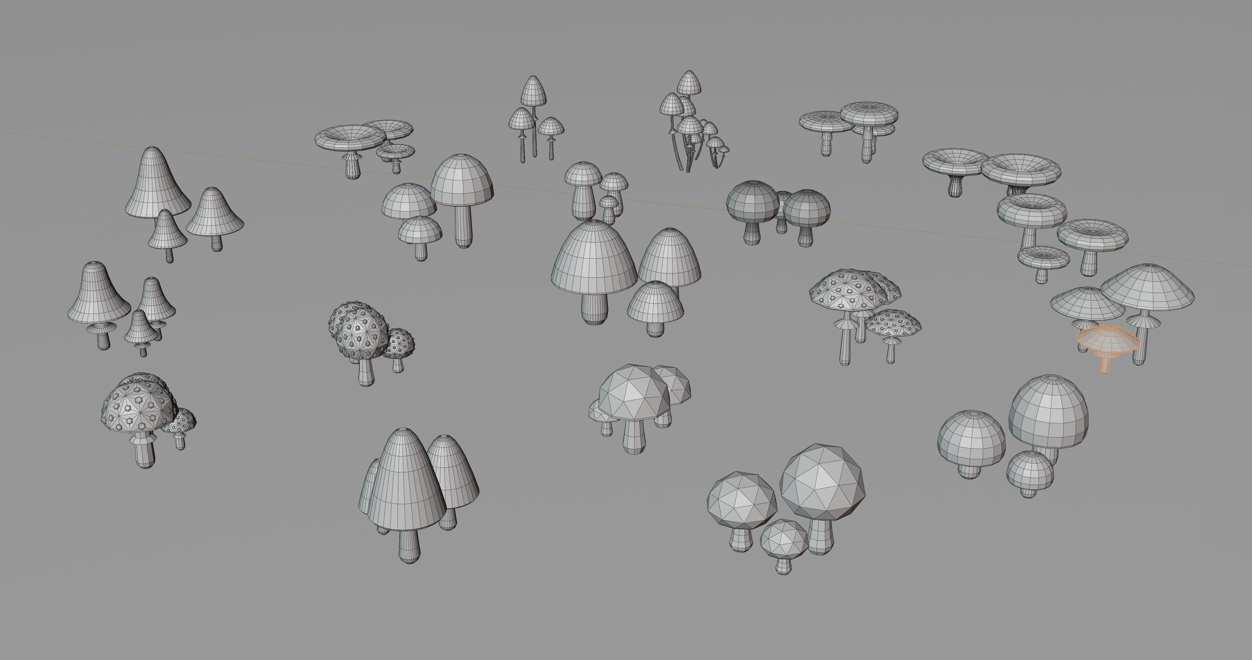 3D model Set of stylized low-poly mushrooms VR / AR / low-poly | CGTrader