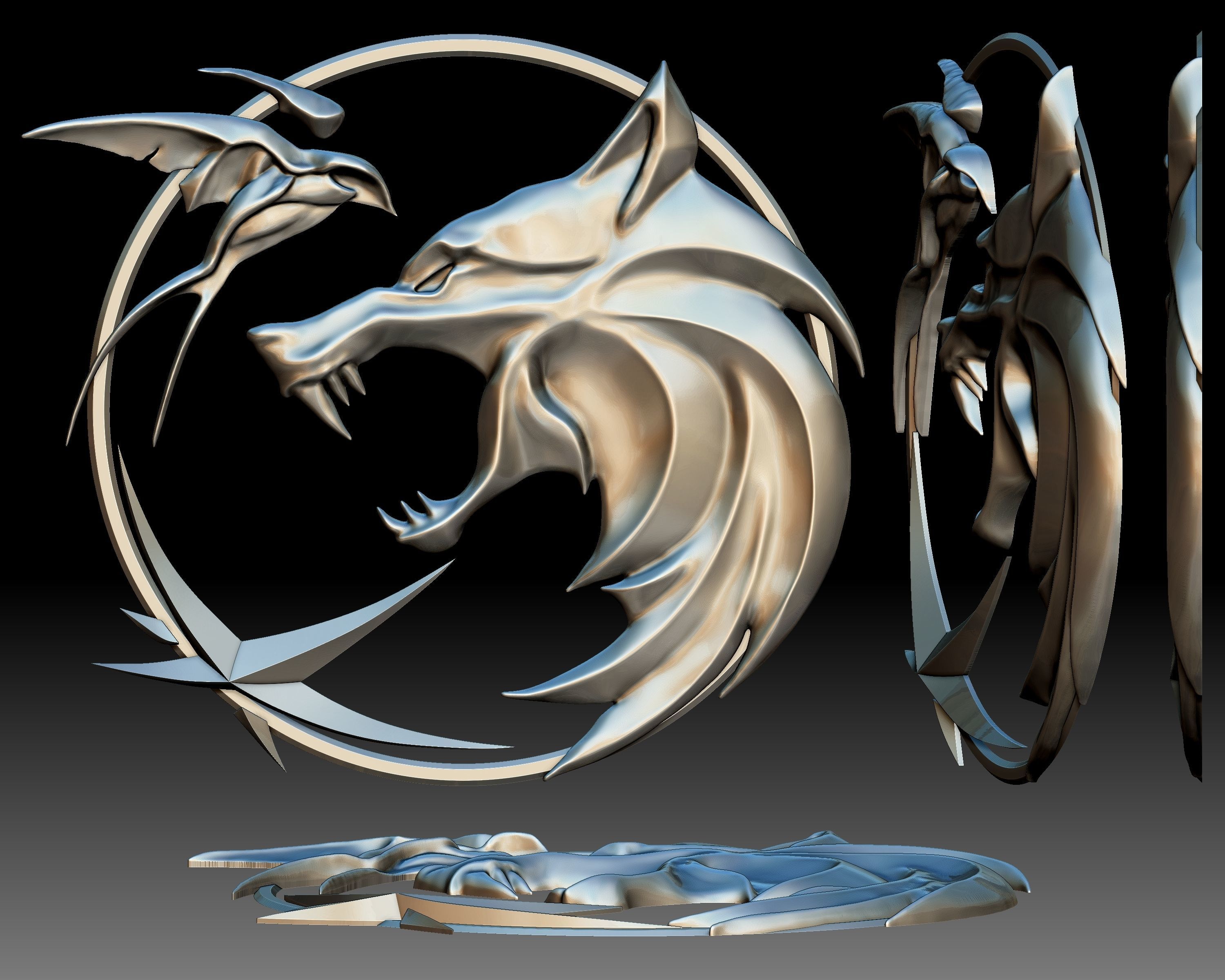 Witcher Symbols low relief for CNC router or 3D printer 3D model 3D ...