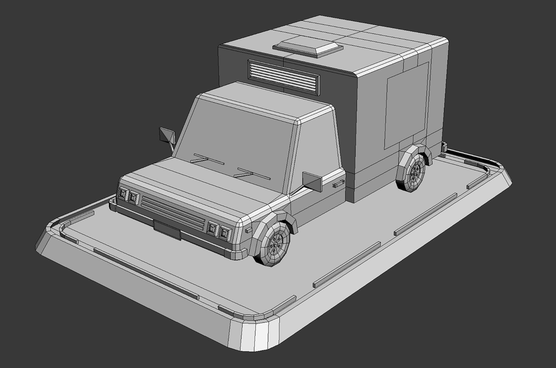 3D model Cartoon Low Poly Food Delivery Truck VR / AR / low-poly | CGTrader