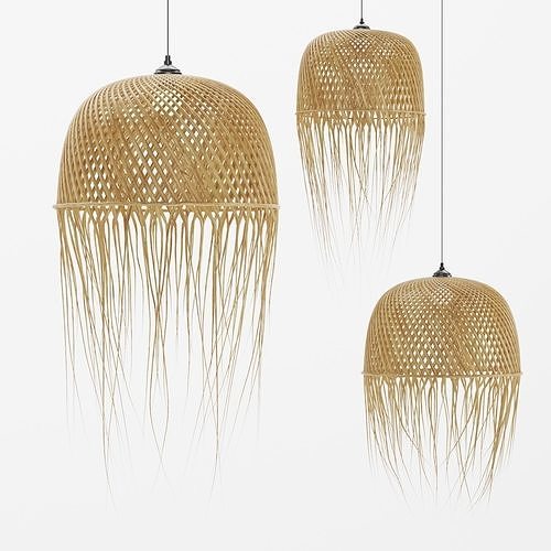 Rattan pendant lamp vol 01 3D model | CGTrader