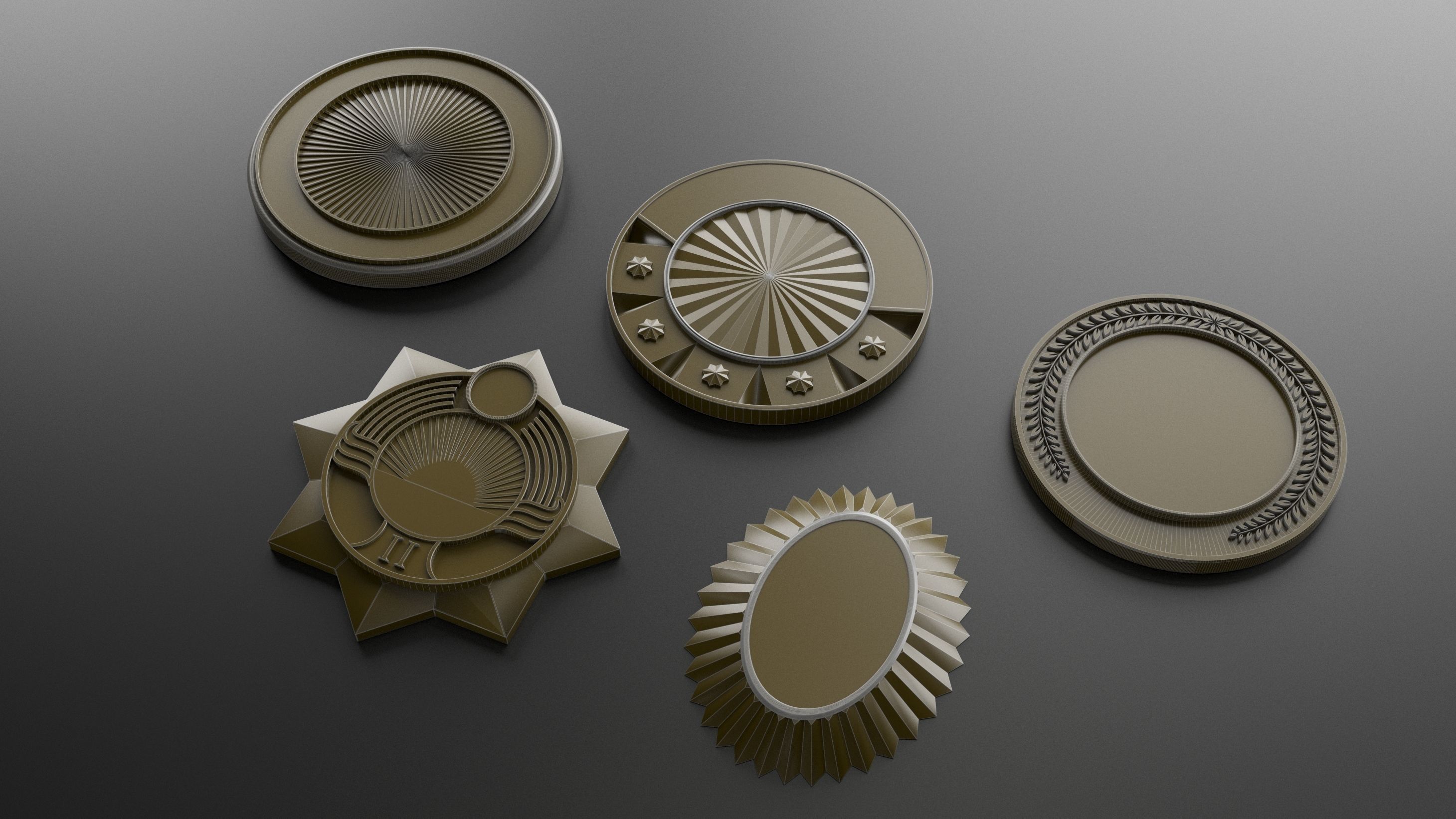 Medals set of gold 3D model | CGTrader