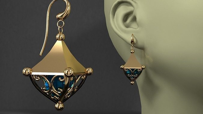 earrings gold and 3D model | CGTrader