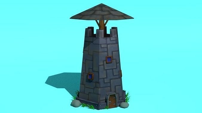 3D model Tower Iron low-poly for mobile game strategy or rts VR / AR ...