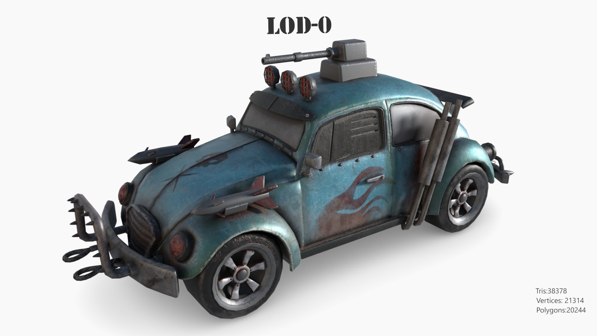 3D model Post Apocalyptic Volkswagen Beetle Low-poly War Car Game Asset ...