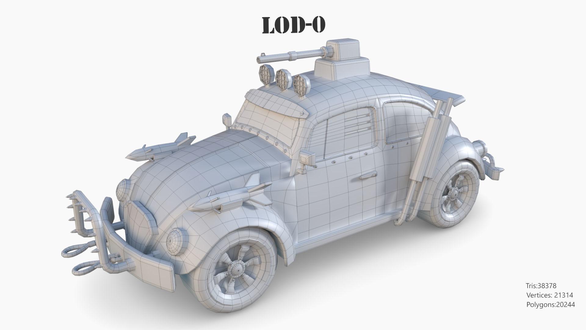 3D model Post Apocalyptic Volkswagen Beetle Low-poly War Car Game Asset ...