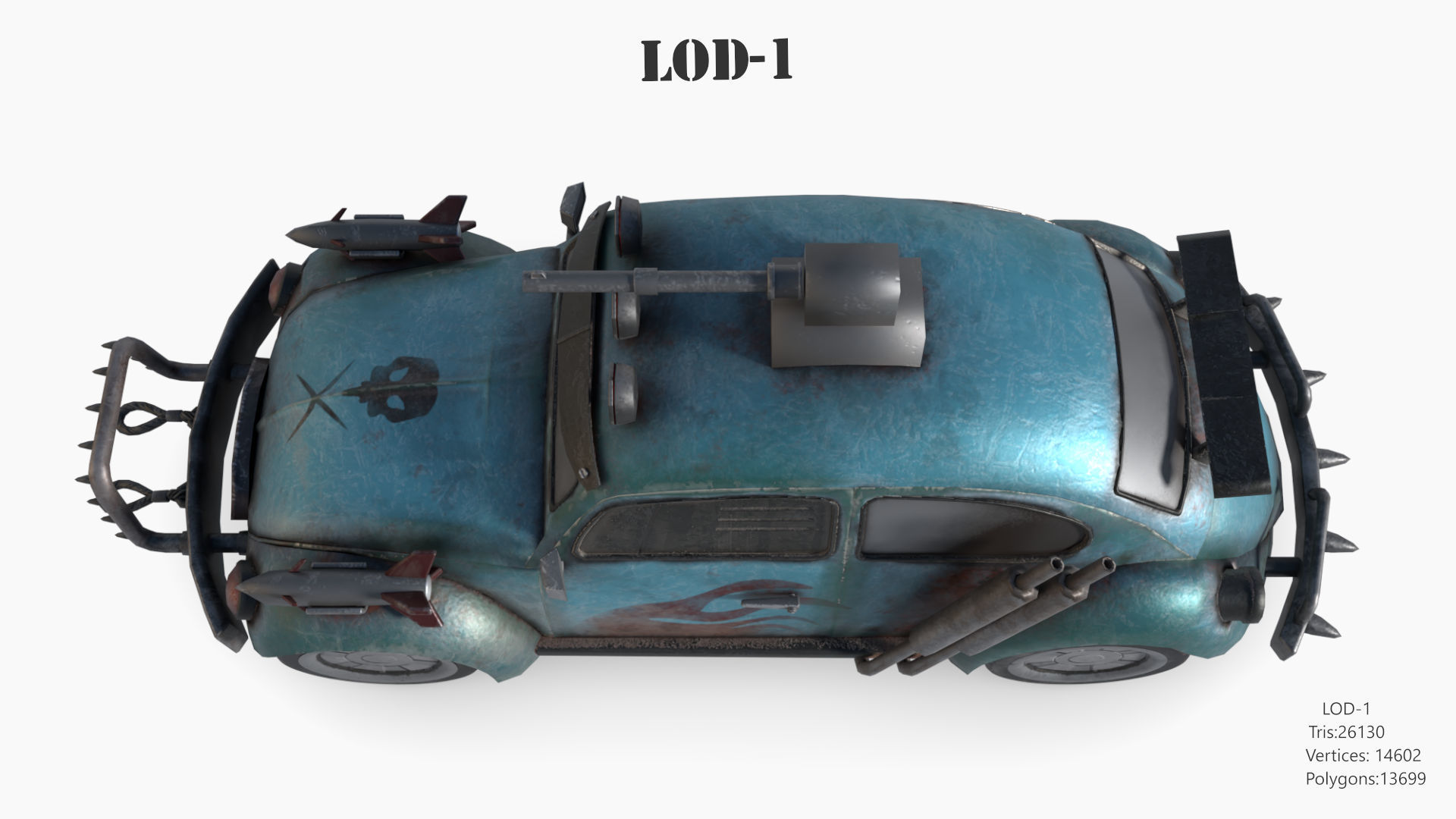 3D model Post Apocalyptic Volkswagen Beetle Low-poly War Car Game Asset ...