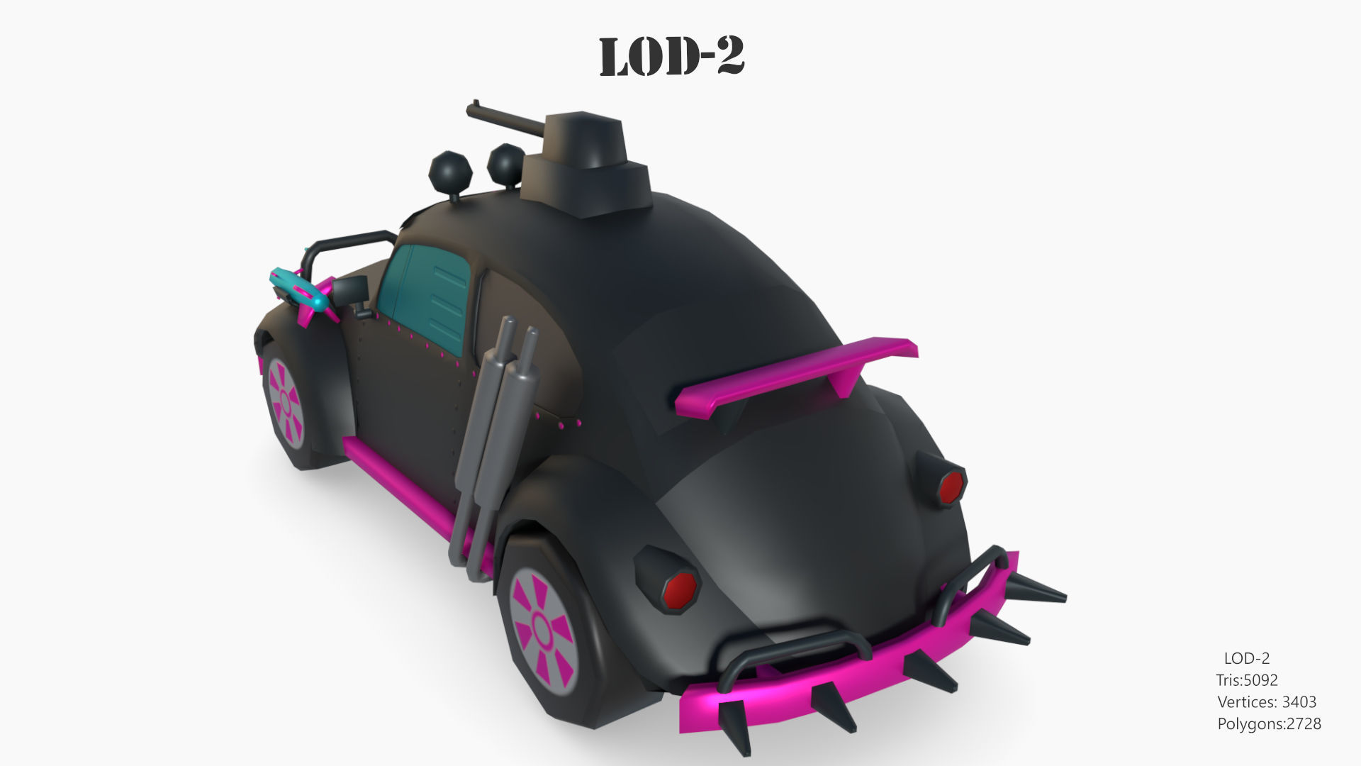 3D model Post Apocalyptic Volkswagen Beetle Low-poly War Car Game Asset ...