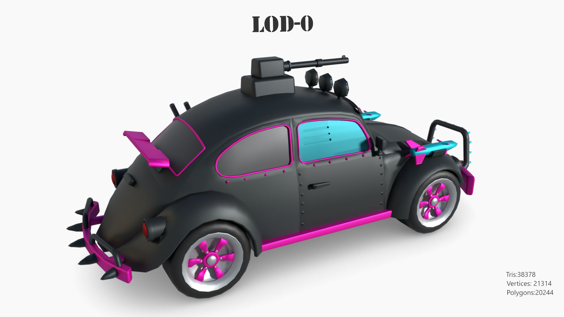 3D model Post Apocalyptic Volkswagen Beetle Low-poly War Car Game Asset ...