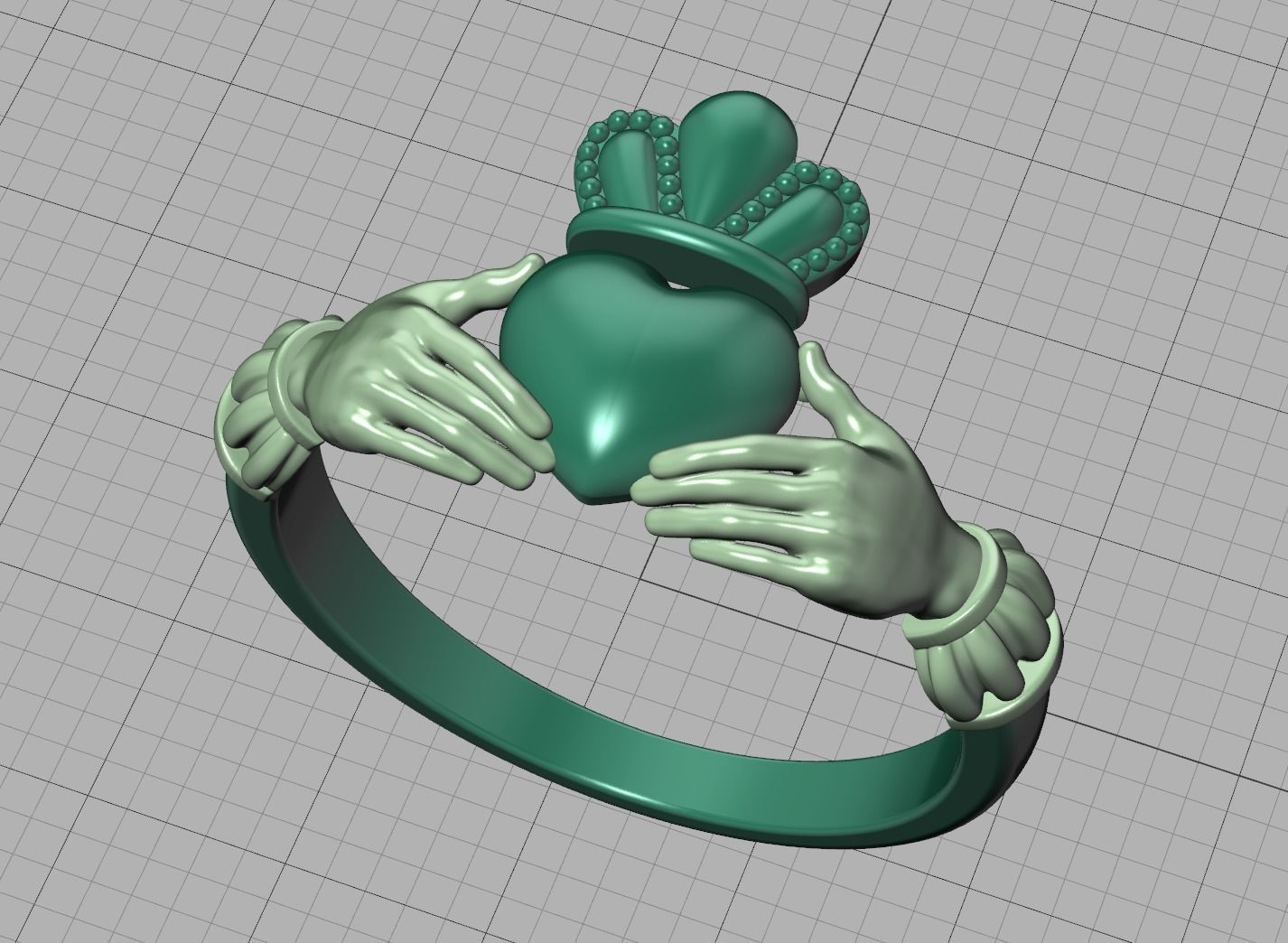 Claddagh Ring TwoTone 7US Friendship Ring 3D model 3D printable | CGTrader