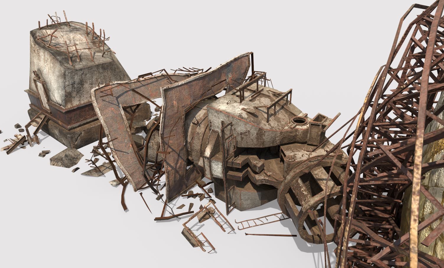 Destroyed Radar-Satellite Dish 3D model | CGTrader
