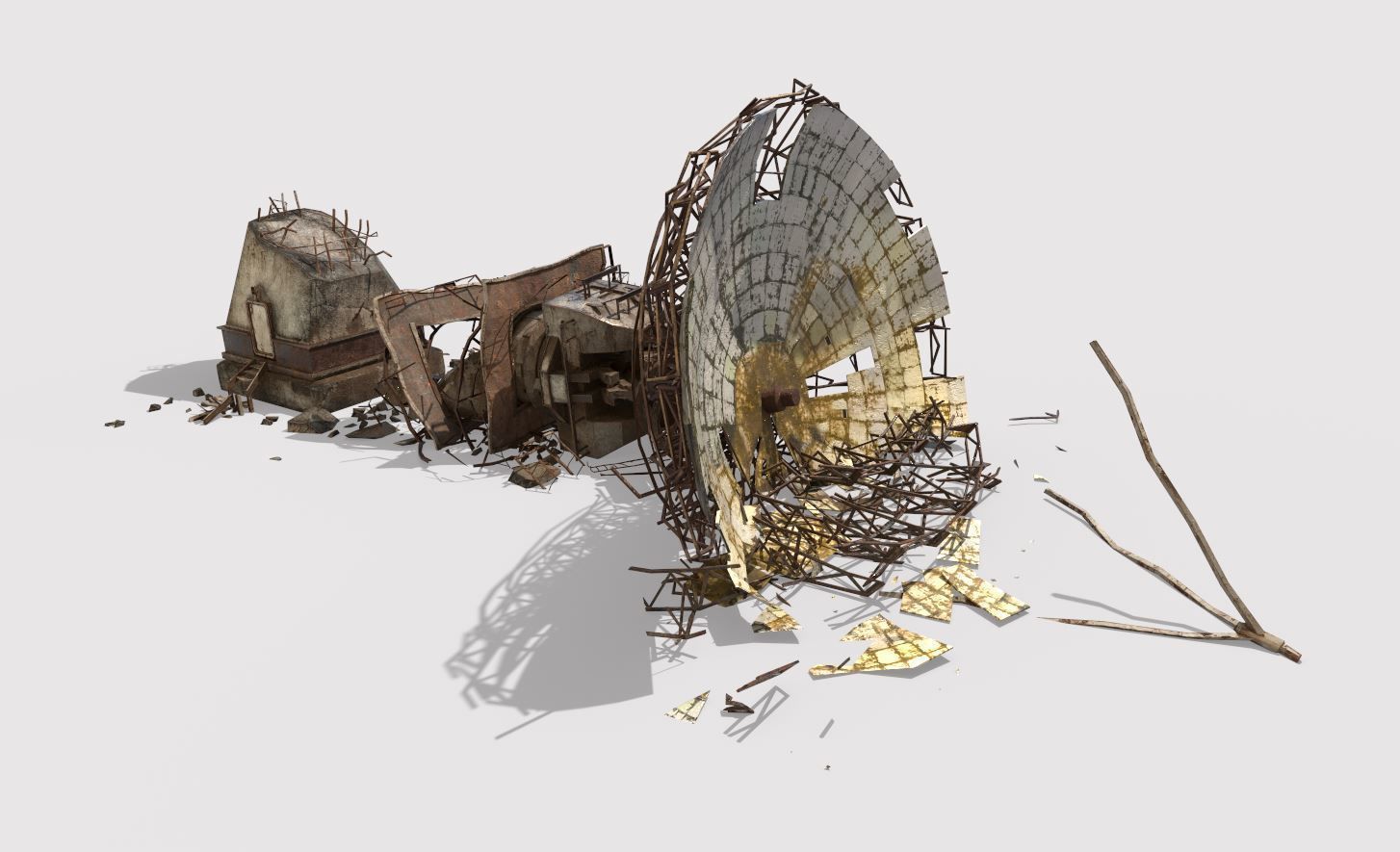 Destroyed Radar-Satellite Dish 3D model | CGTrader