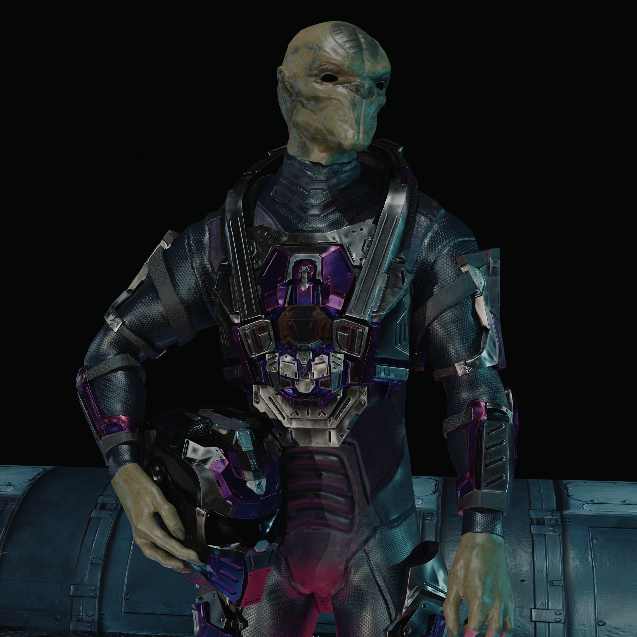 3D model ALIEN with armor VR / AR / low-poly | CGTrader