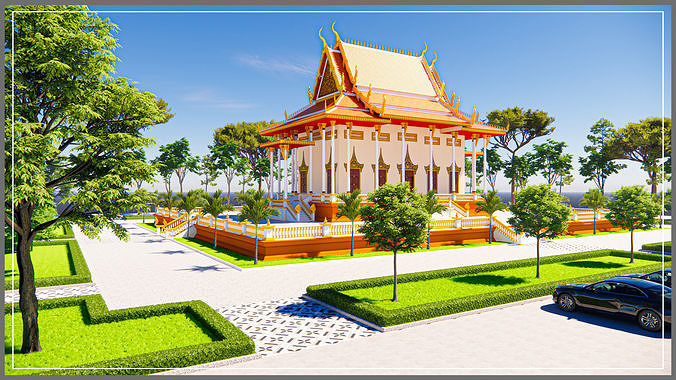 Khmer Pagoda Realistic Rendering And Modeling 3D model | CGTrader