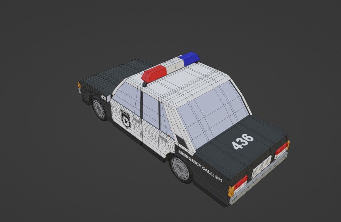 3D model Low poly police car cartoon 80s style VR / AR / low-poly ...