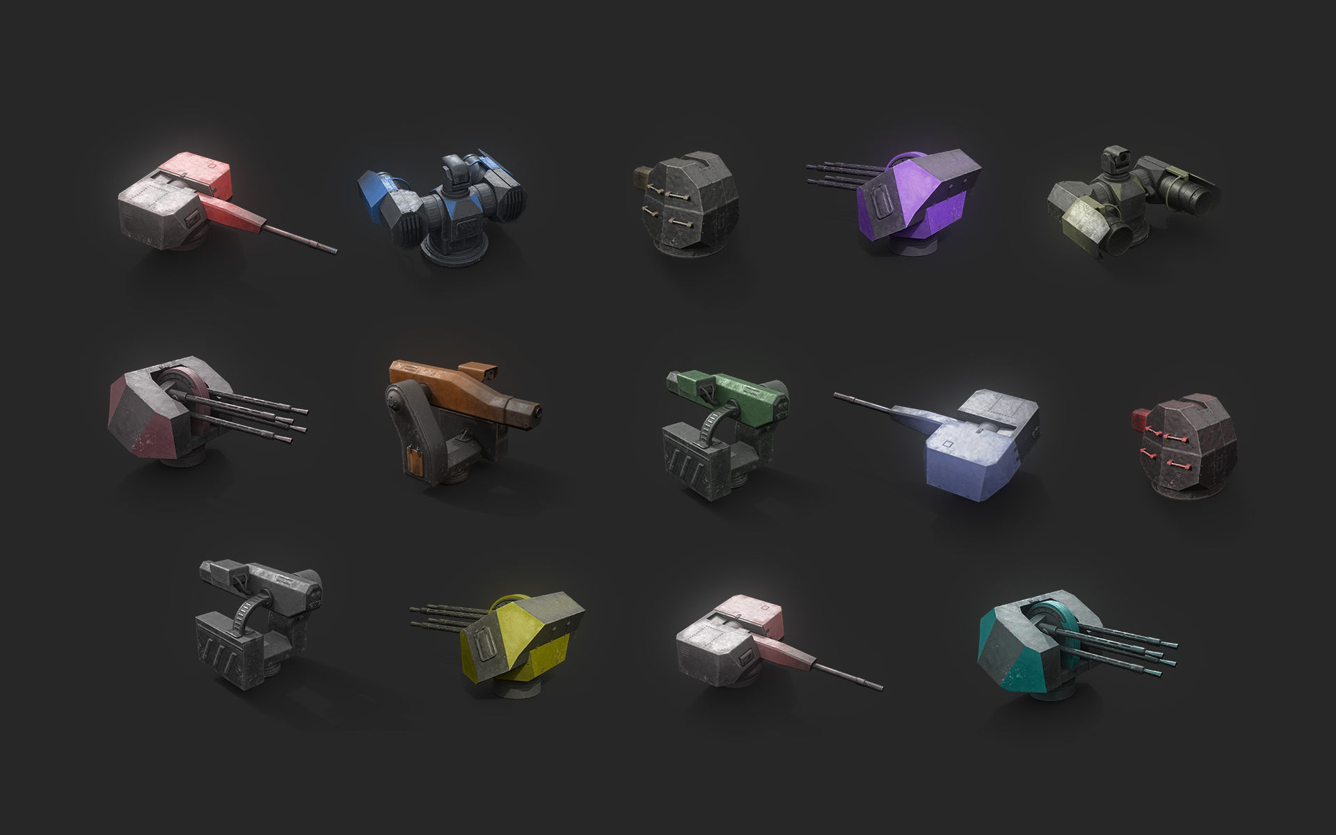 3D model Ten Realistic Turrets VR / AR / low-poly | CGTrader