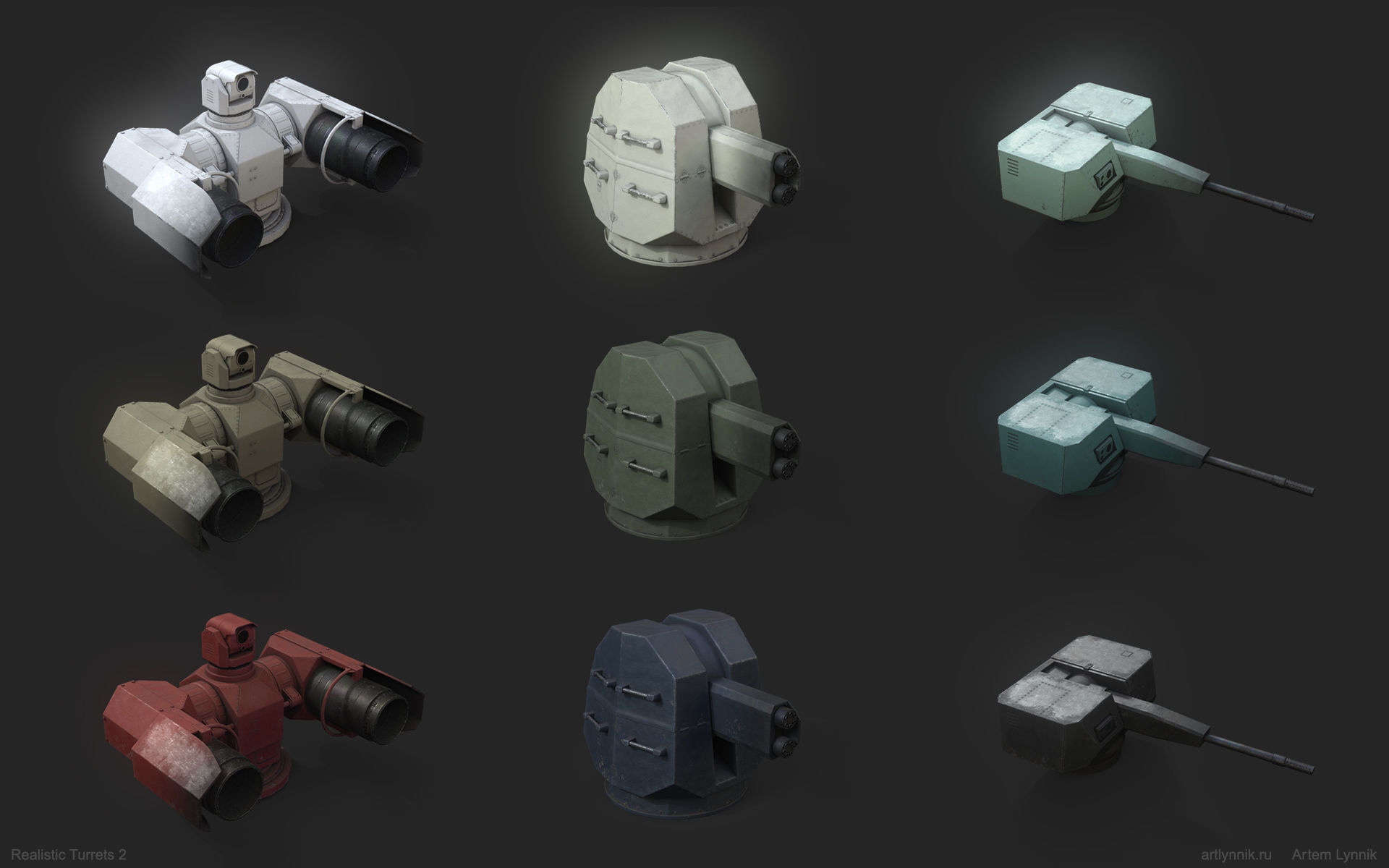 3D model Ten Realistic Turrets VR / AR / low-poly | CGTrader