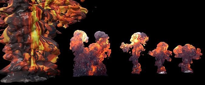set of smoky fire explosion models 3D model | CGTrader