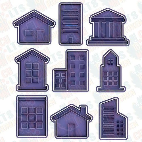 Buildings cookie cutter set of 9 3D model 3D printable | CGTrader