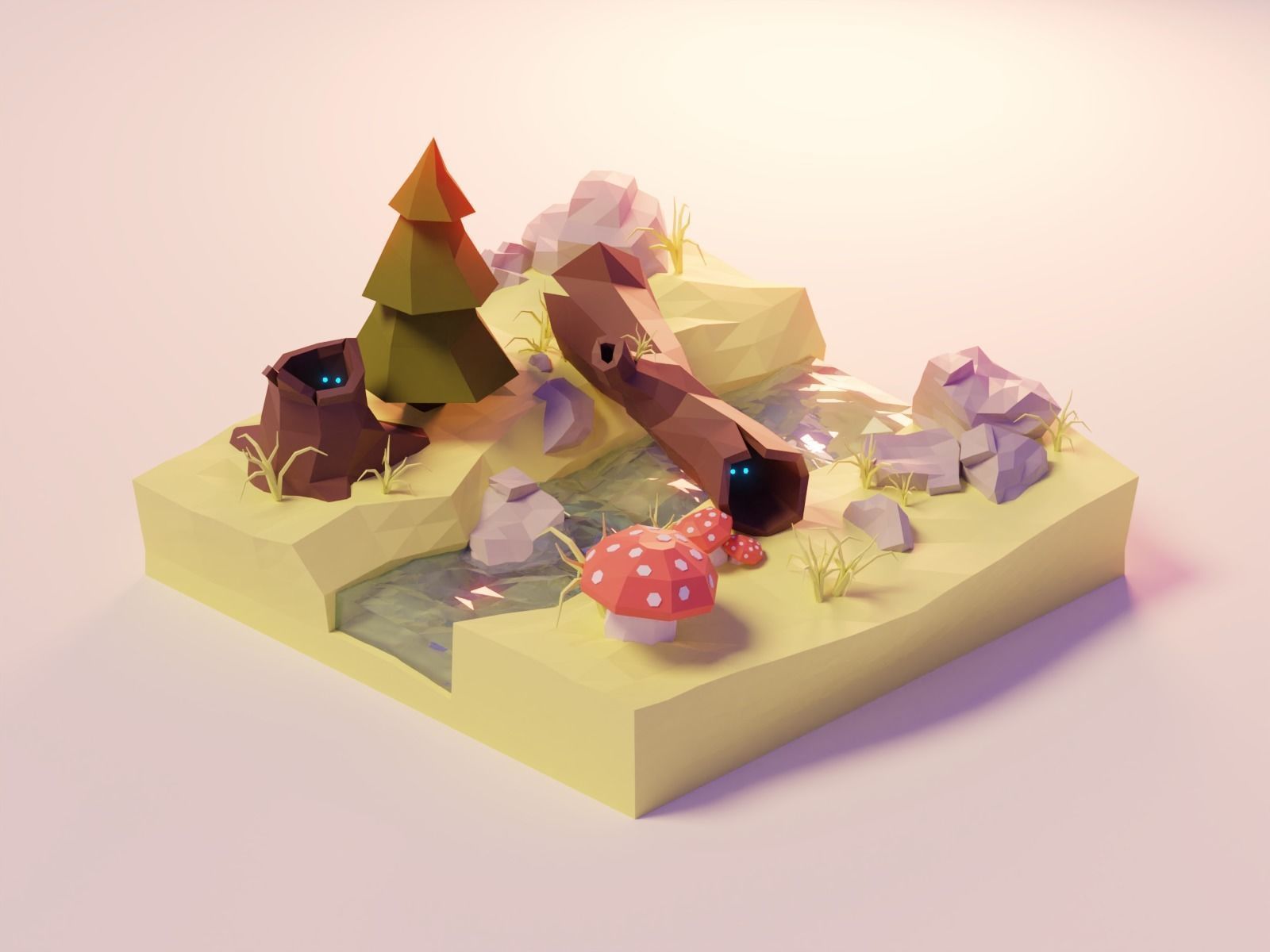 3D model Fantasy Forest - Game Props Low-poly 3D model VR / AR / low ...