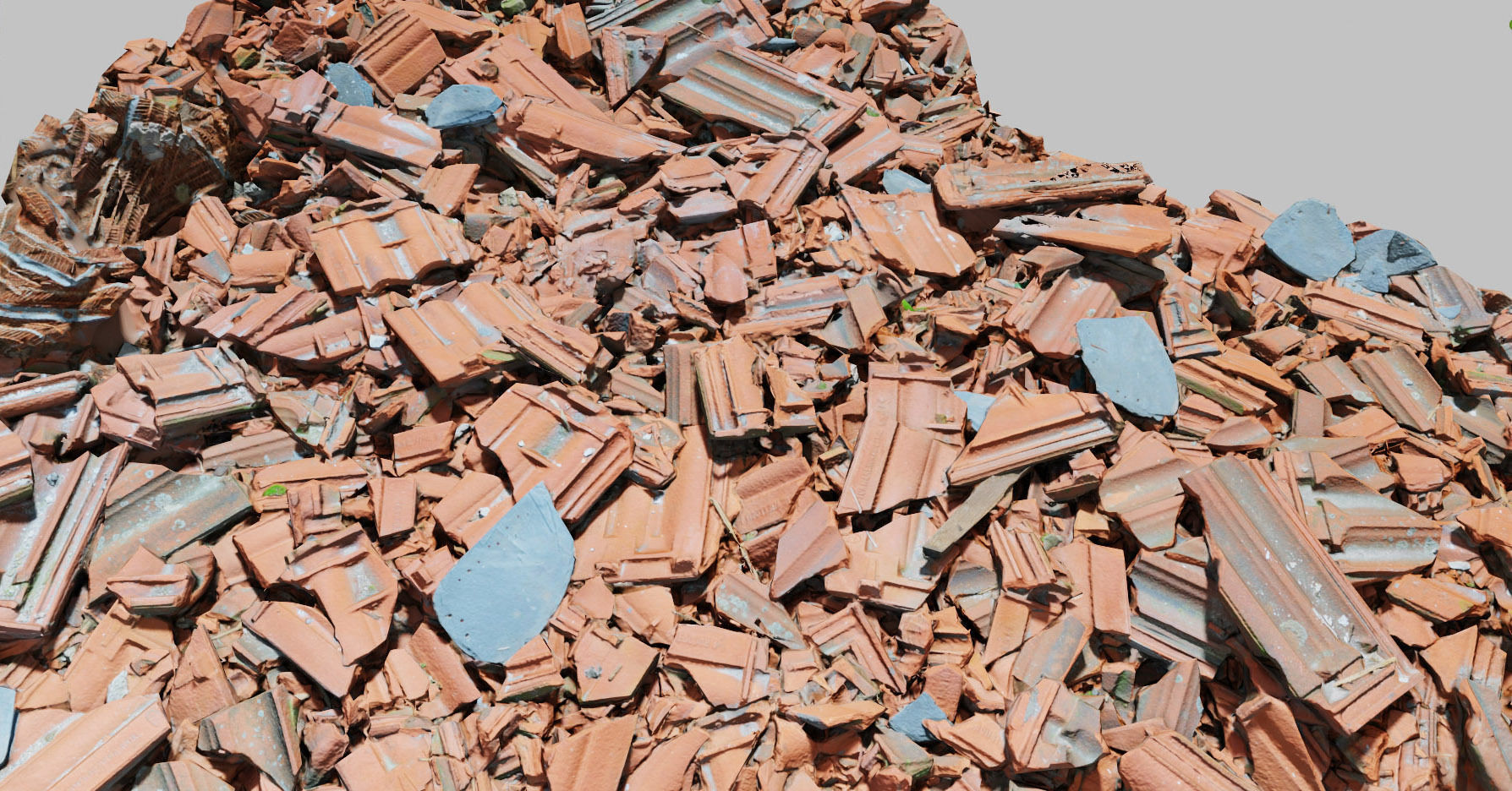 3D model Roof Rubble Pile Debris Tiles Scan PBR VR / AR / low-poly ...