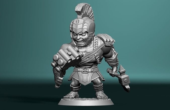 Chibi gladiator hulk 3D model 3D printable | CGTrader