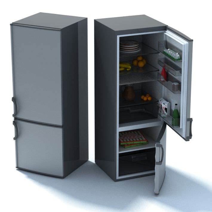 Grey Fridge Freezer 3D model | CGTrader