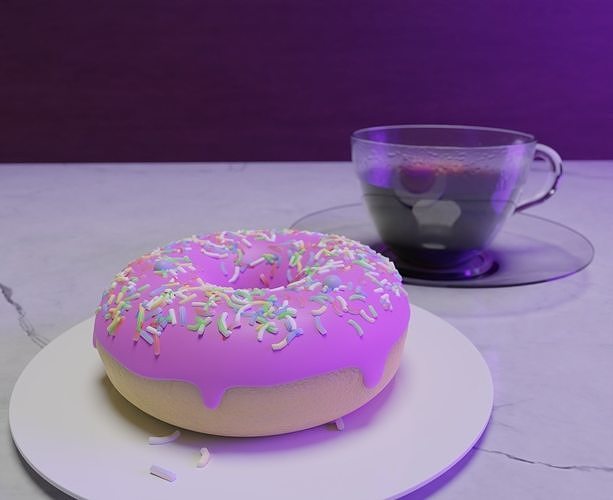 Donut with sprinkles and cup of coffee 3D model animated | CGTrader