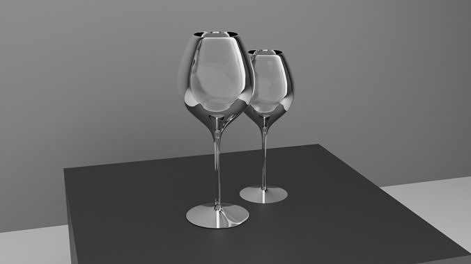 3D GLASS two wine glasses on cube 3D model | CGTrader