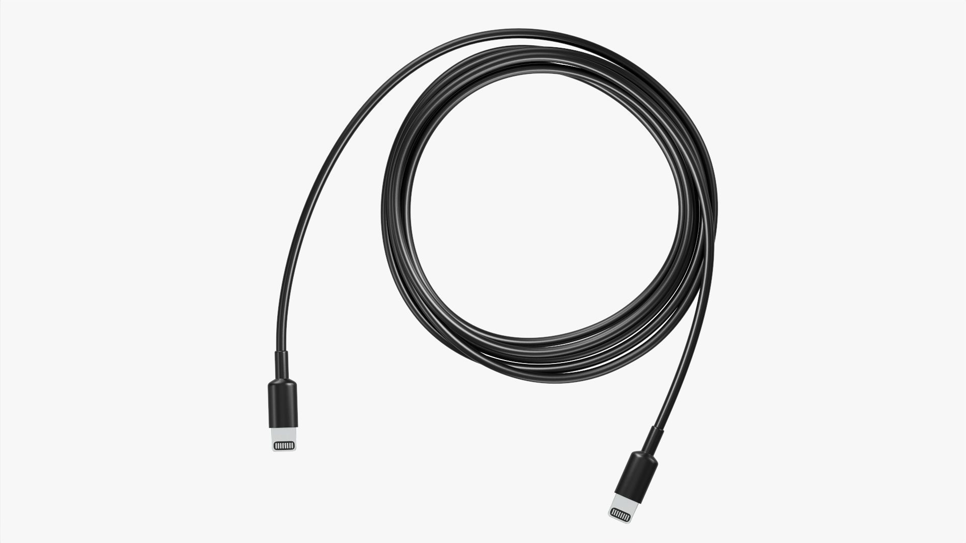 Black Lightning cable double sided 3D model | CGTrader