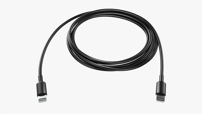 Black Lightning cable double sided 3D model | CGTrader