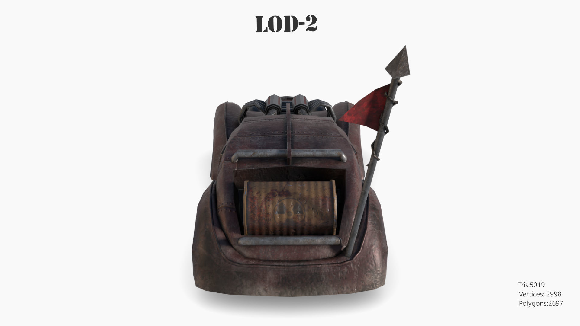 3D model Post Apocalyptic Bugatti Low-poly War Car Game Asset VR / AR ...