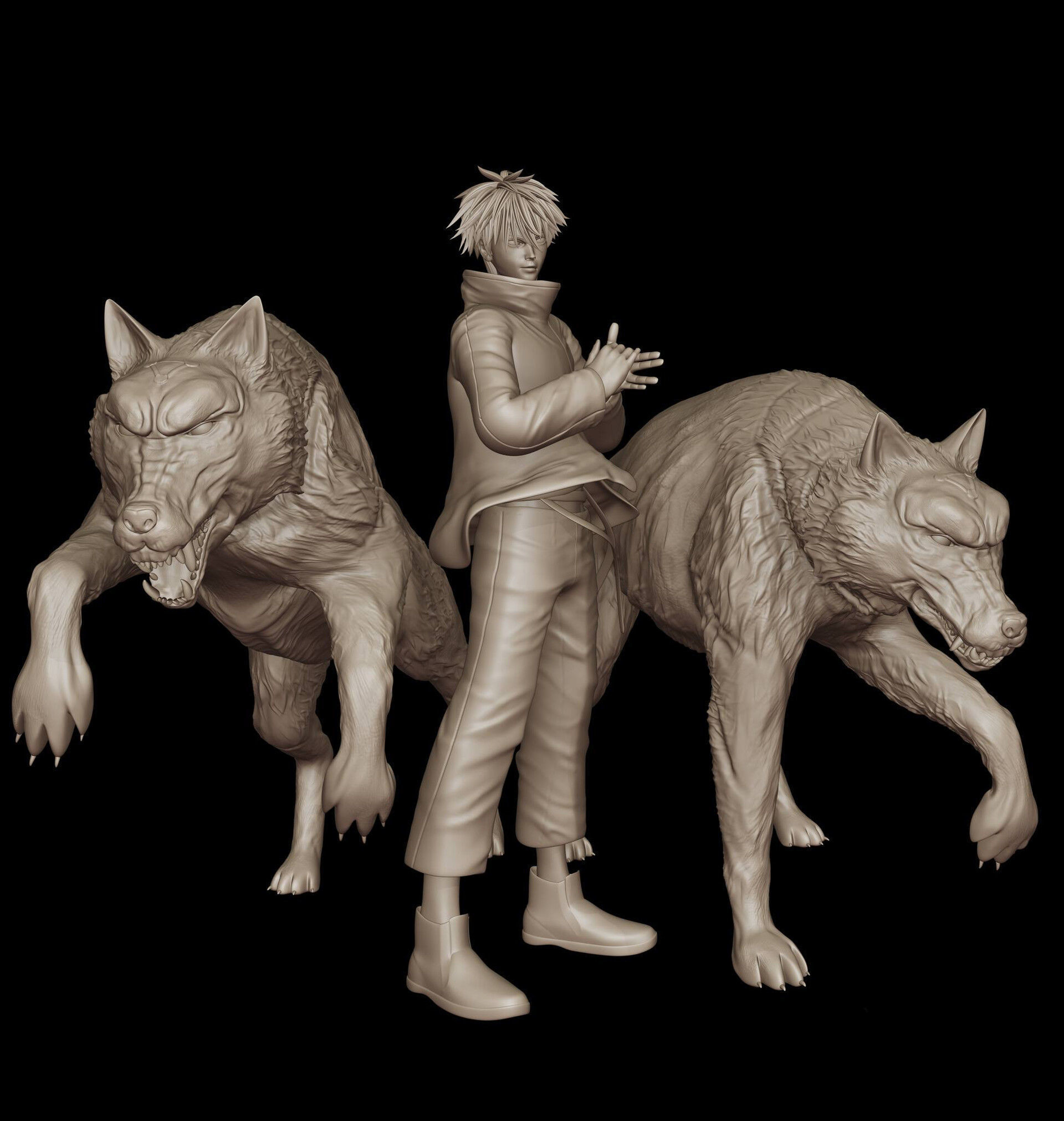 Megumi and his divine dogs 3D model 3D printable | CGTrader