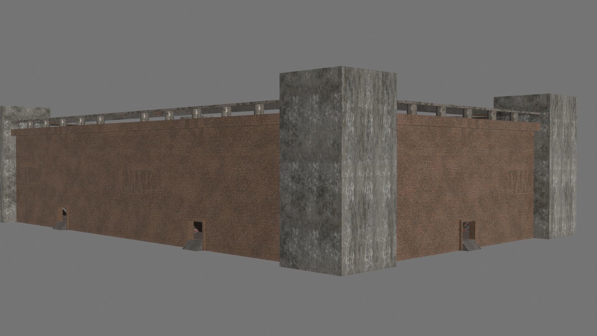Stadium brick wall free 3D model | CGTrader