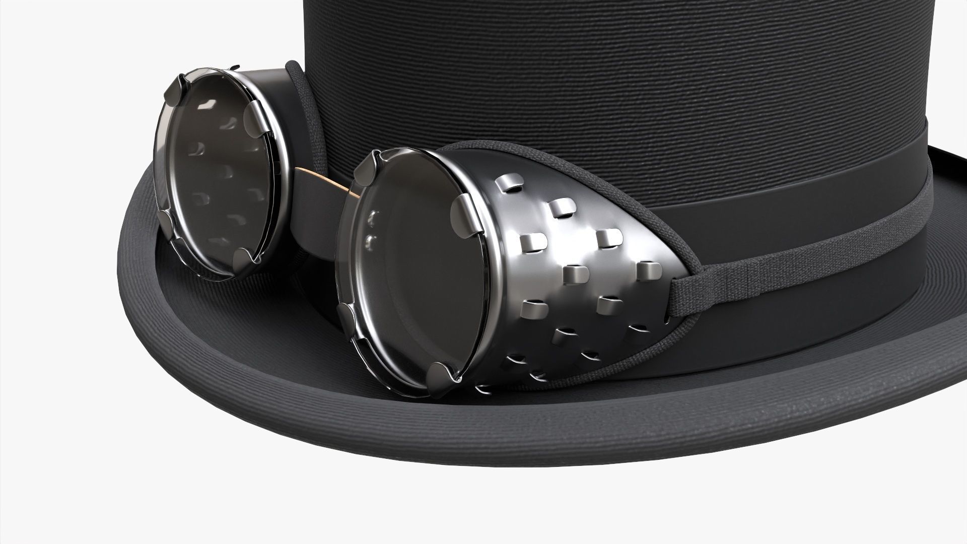 Black top hat with googles 3D model | CGTrader
