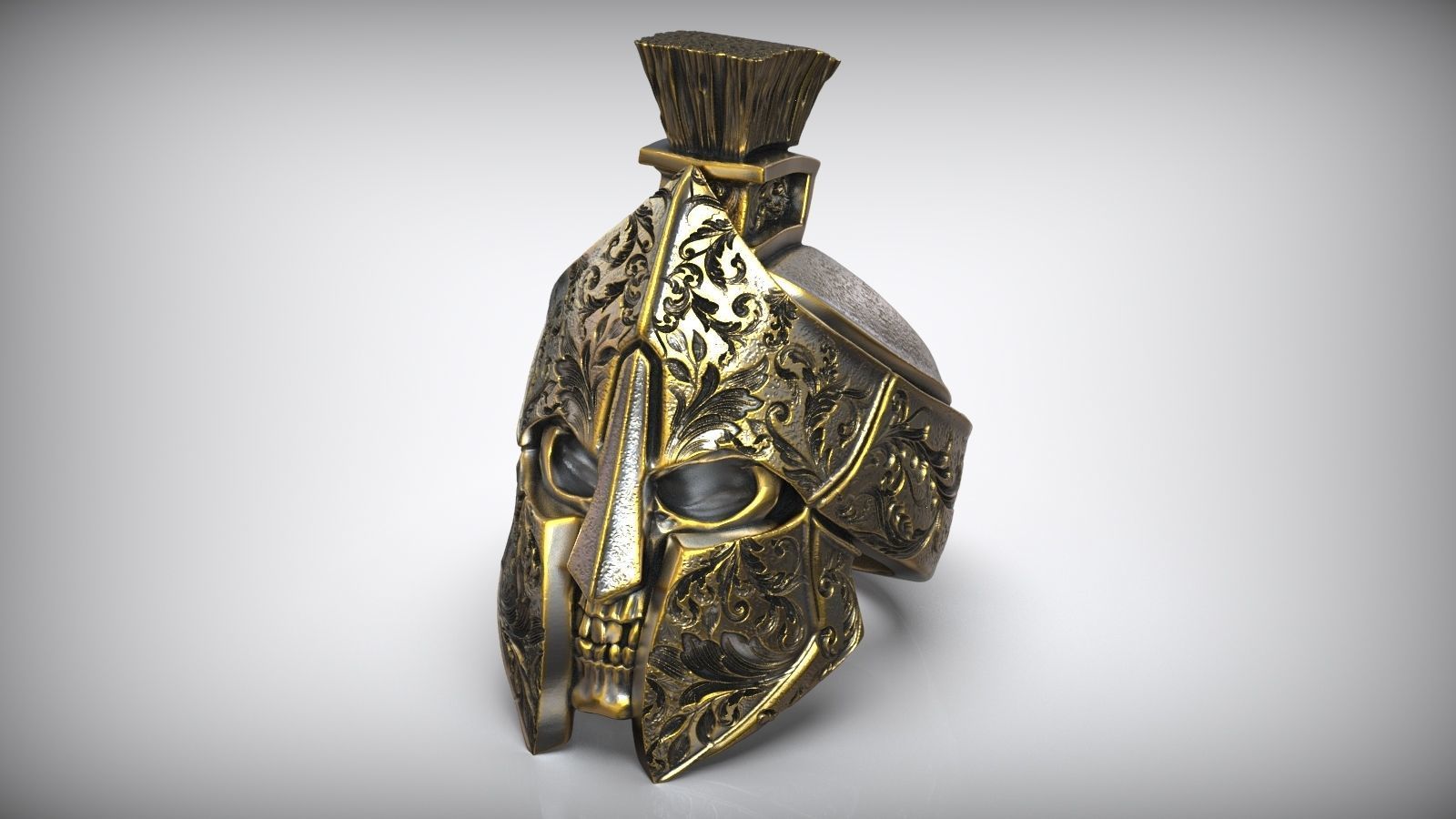 Spartan Helmet Greek Skull Pattern Ring 3D model 3D printable | CGTrader