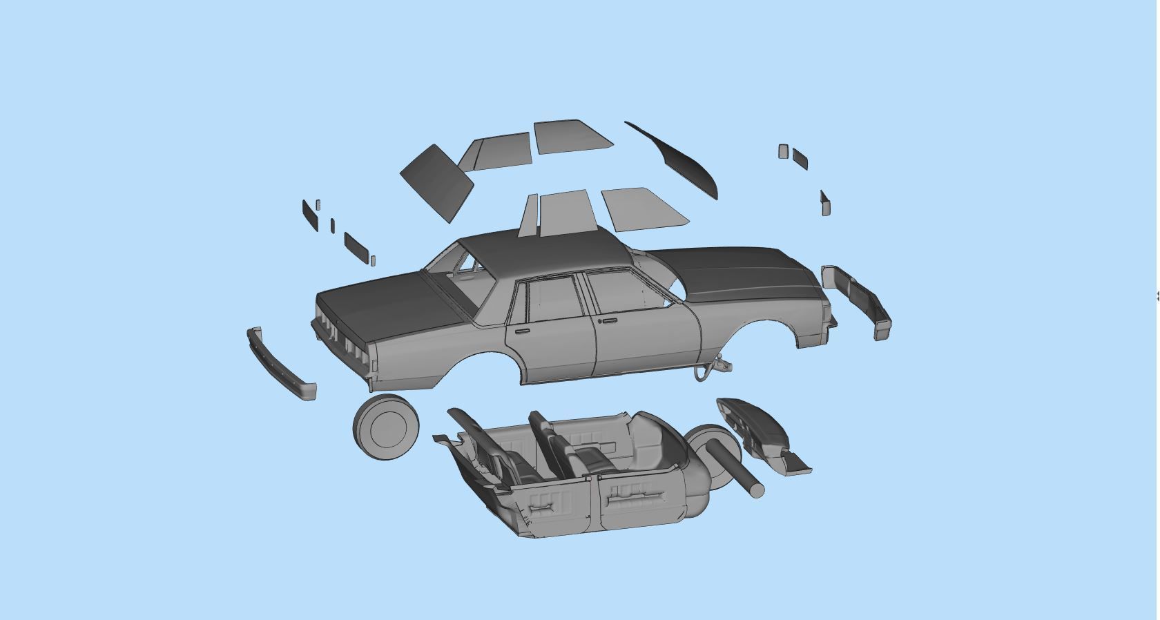 STL printable RC car Chevrolet Caprice Classic scale 3D model 3D model ...