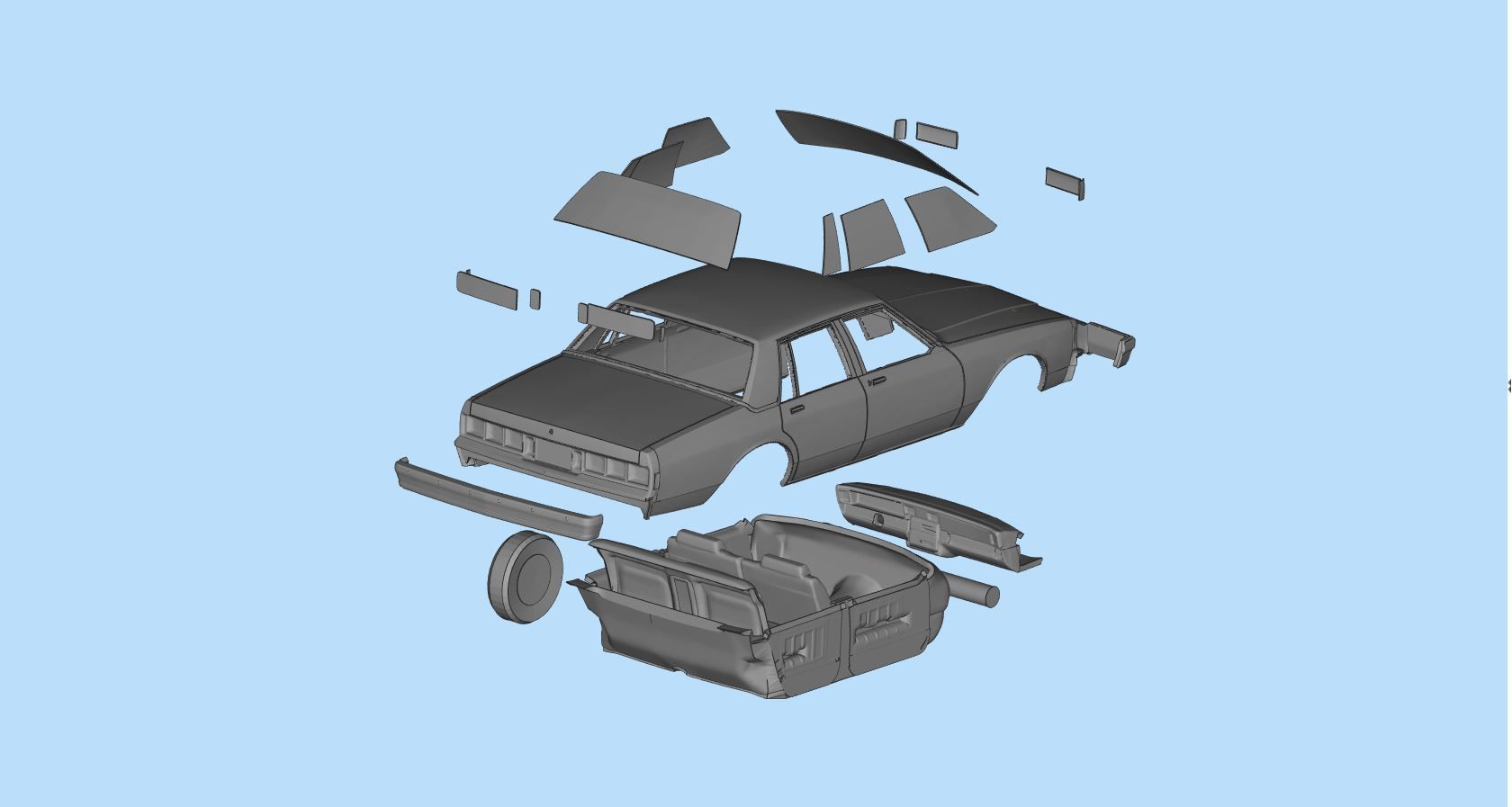 STL printable RC car Chevrolet Caprice Classic scale 3D model 3D model ...