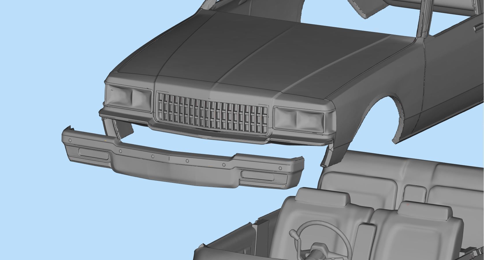 STL printable RC car Chevrolet Caprice Classic scale 3D model 3D model ...