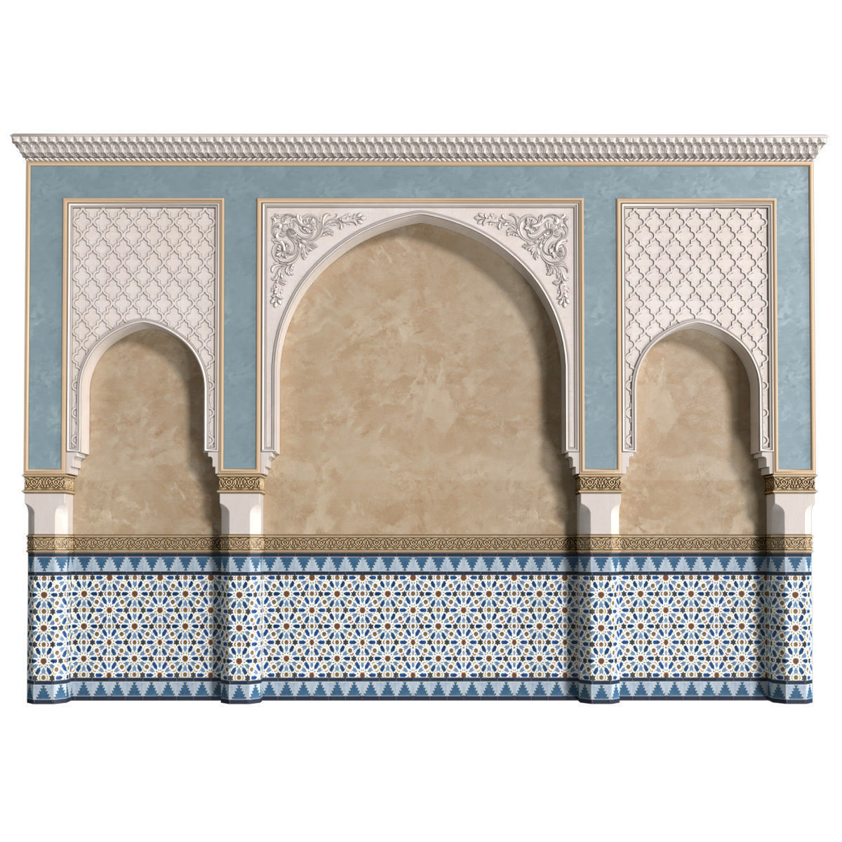Oriental style arch Arabic wall Oriental Wall paneling 3D model | CGTrader